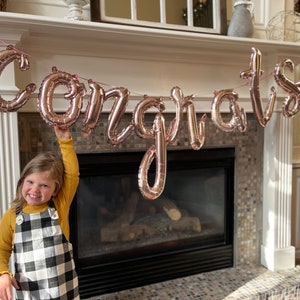CONGRATS Cursive Balloon Banner W/ Custom Name Cursive Letter Balloons ...