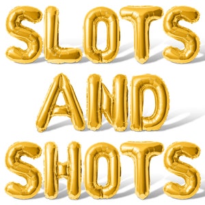SLOTS AND SHOTS Letter Balloon Banner - 10 Color Options - Bachelor ...