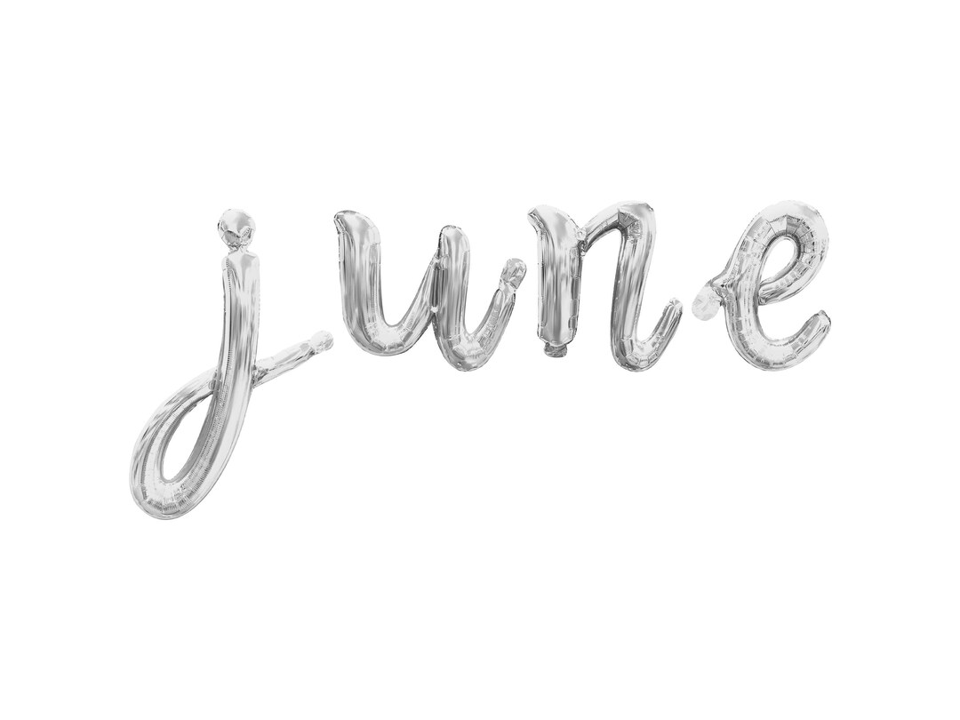 JUNE Cursive Letter Balloon Banner - Gold, Rose Gold & Silver ...