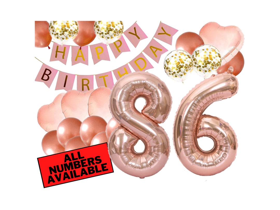 86th Birthday Decorations for Her - Pink and Rose Gold - 86th Birthday ...