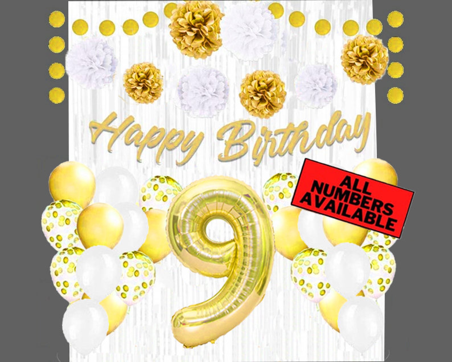 Black & Gold 9th Birthday Decorations for Girl 40 | Etsy