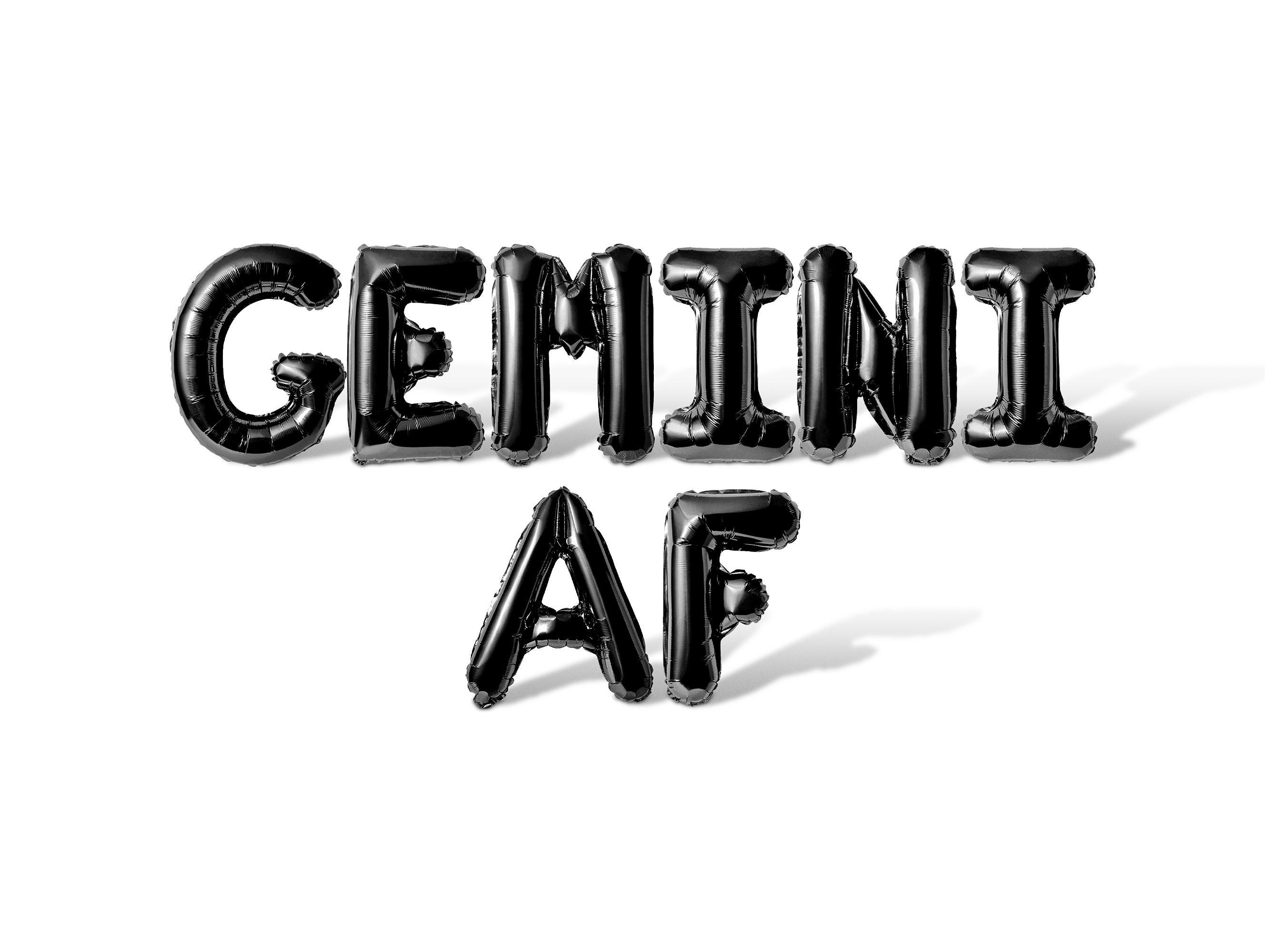 GEMINI AF Letter Balloon Banner - 10 Color Options - Gemini Birthday ...