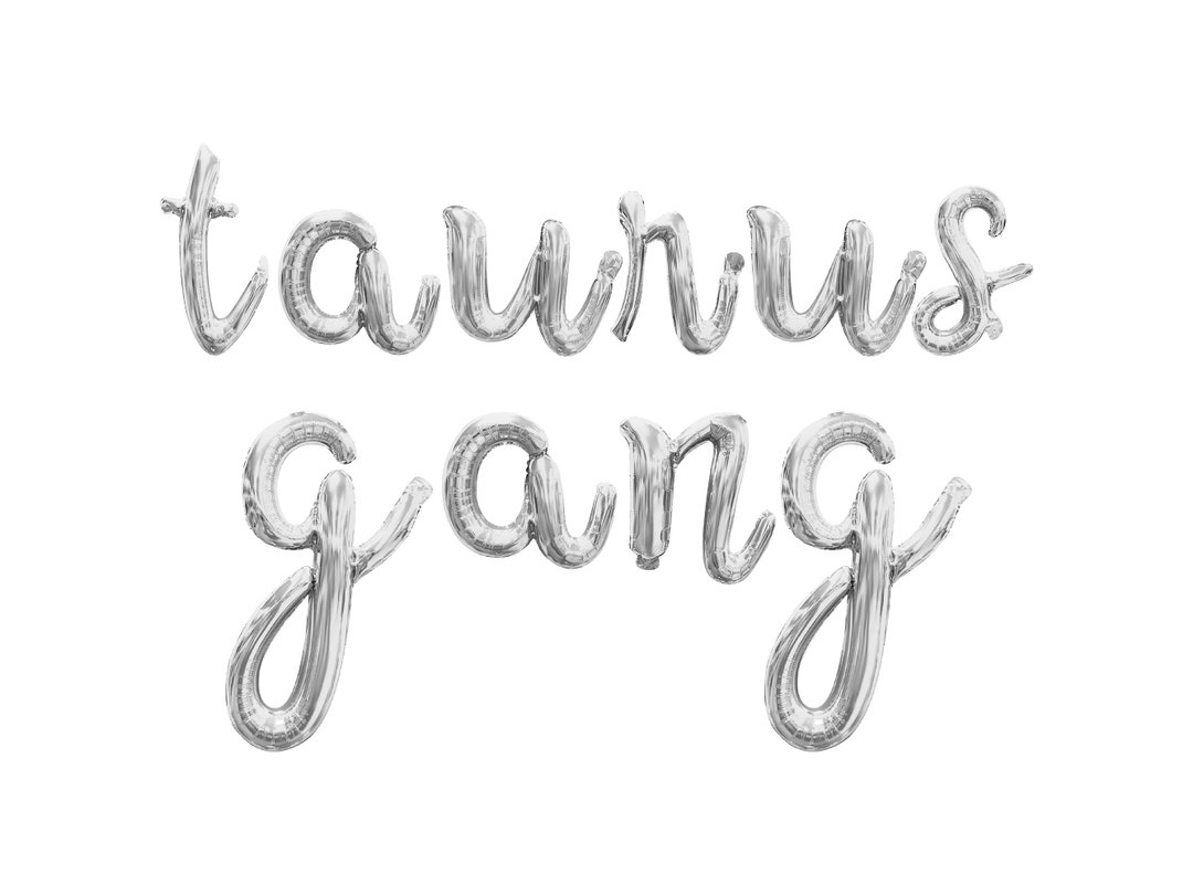 TAURUS GANG Cursive Script Letter Balloon Banner - Gold, Rose Gold ...