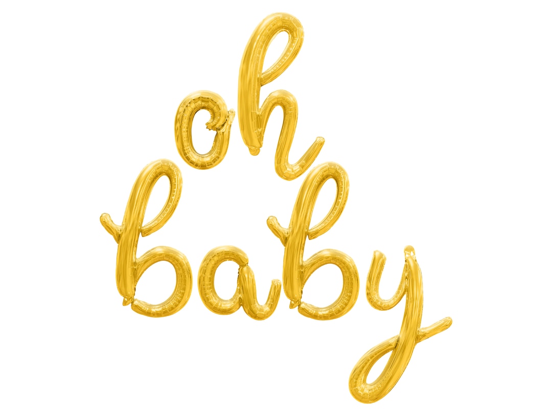 OH BABY Cursive Letter Balloon Banner - Gold, Rose Gold & Silver Party ...
