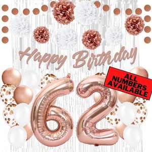 Gold & Black 62nd Birthday Decorations for Women - 40" Number Balloons ...
