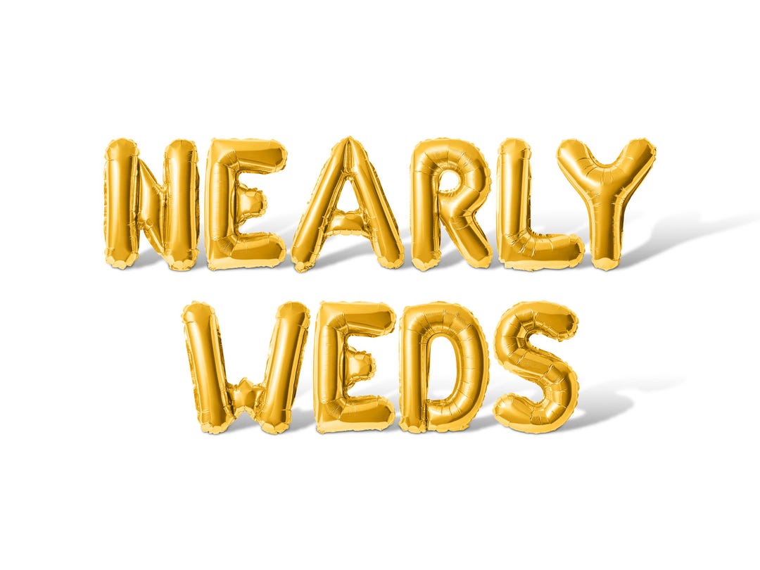 NEARLY WEDS Letter Balloon Banner - 10 Color Options - Engagement Party ...