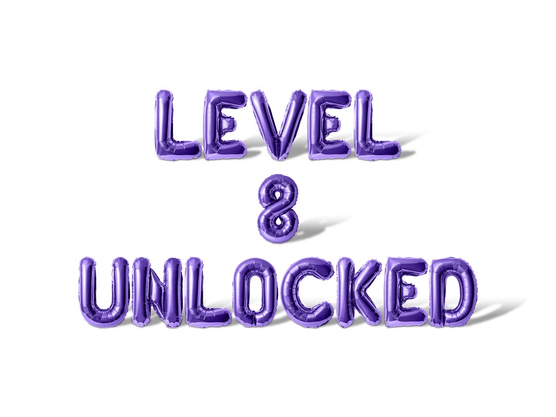 LEVEL 8 UNLOCKED Letter Balloon Banner - 10 Color Options - 8th ...