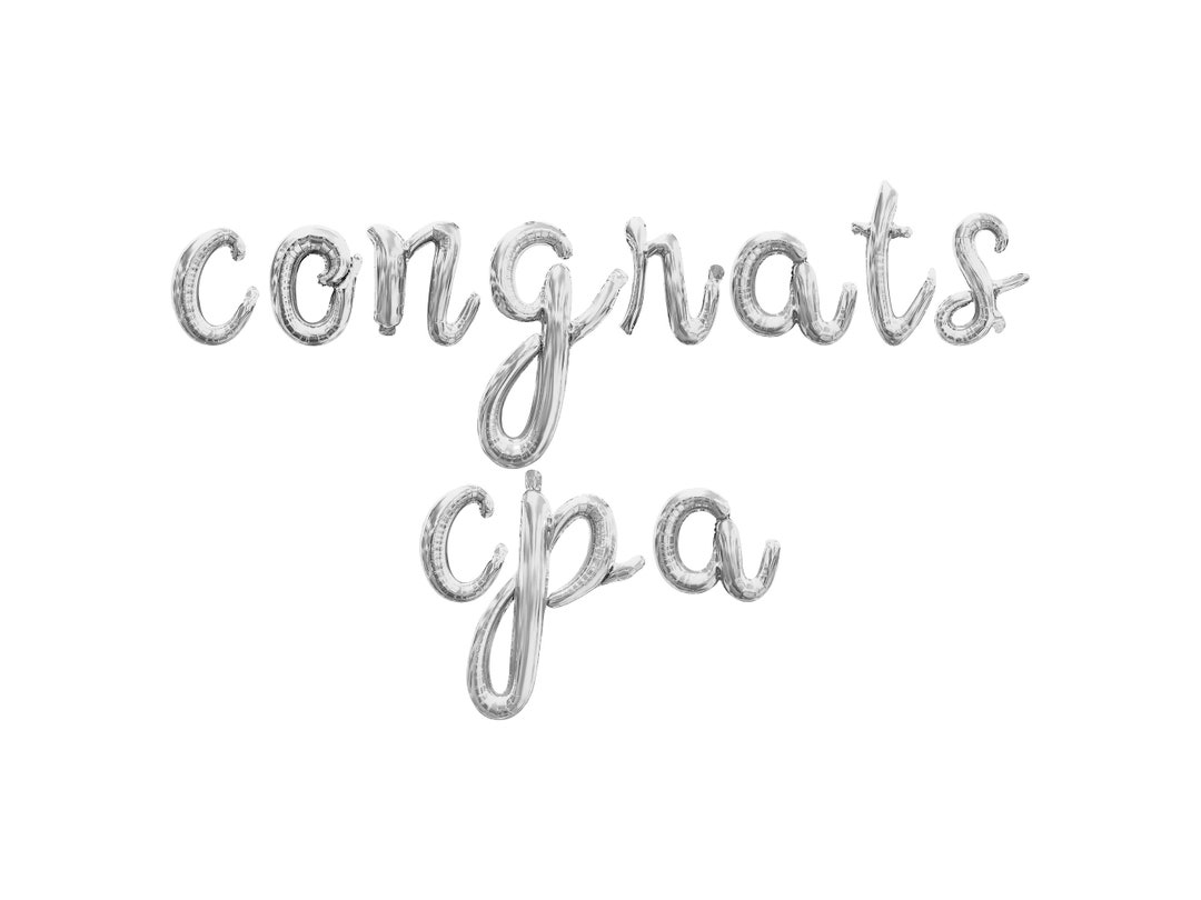 CONGRATS CPA Cursive Letter Balloon Banner - Gold, Rose Gold & Silver ...