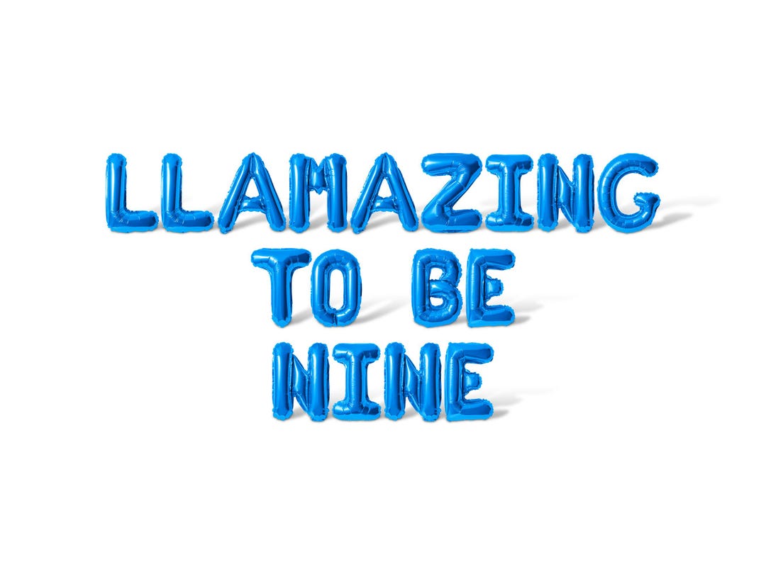 Llamazing to Be Nine Letter Balloon Banner - 10 Color Options - 9th ...