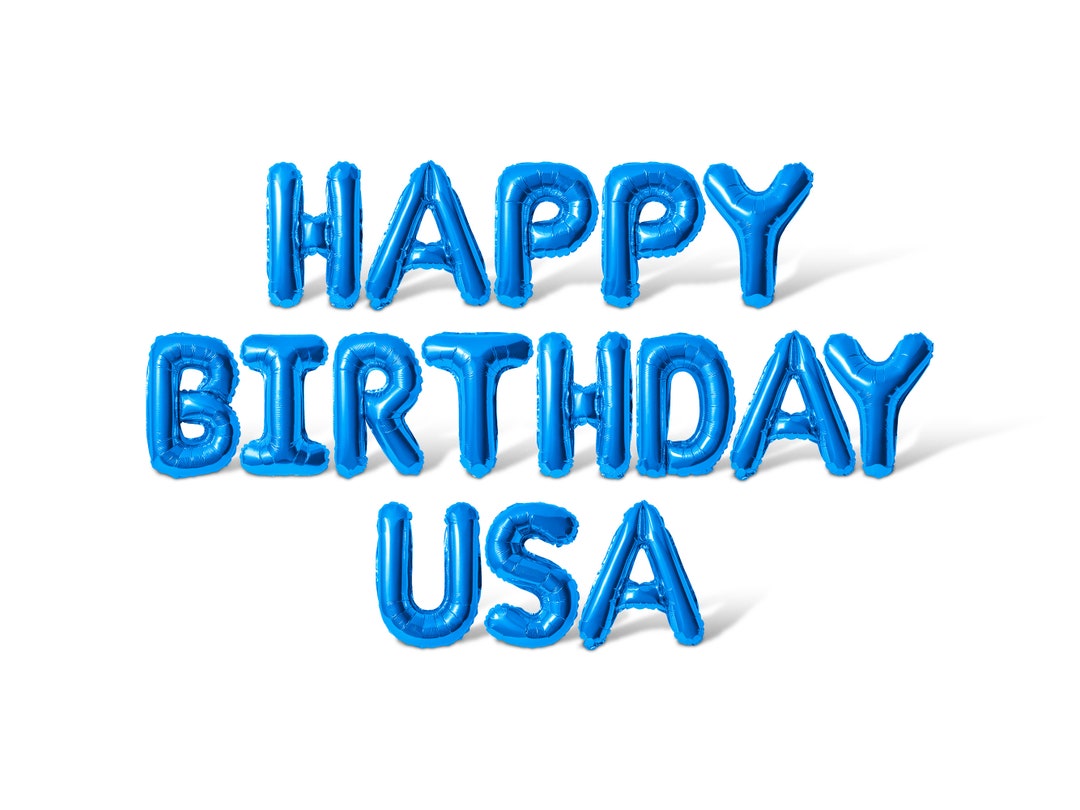HAPPY BIRTHDAY USA Letter Balloon Banner - 10 Color Options - 4th of ...