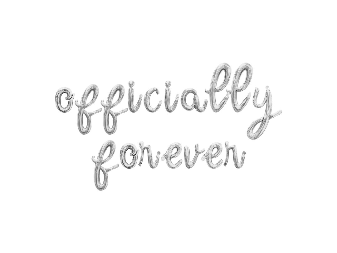OFFICIALLY FOREVER Cursive Letter Balloon Banner - Gold, Rose Gold ...