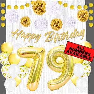 Rose Gold 79th Birthday Decorations for Women - 40" Number Balloons ...