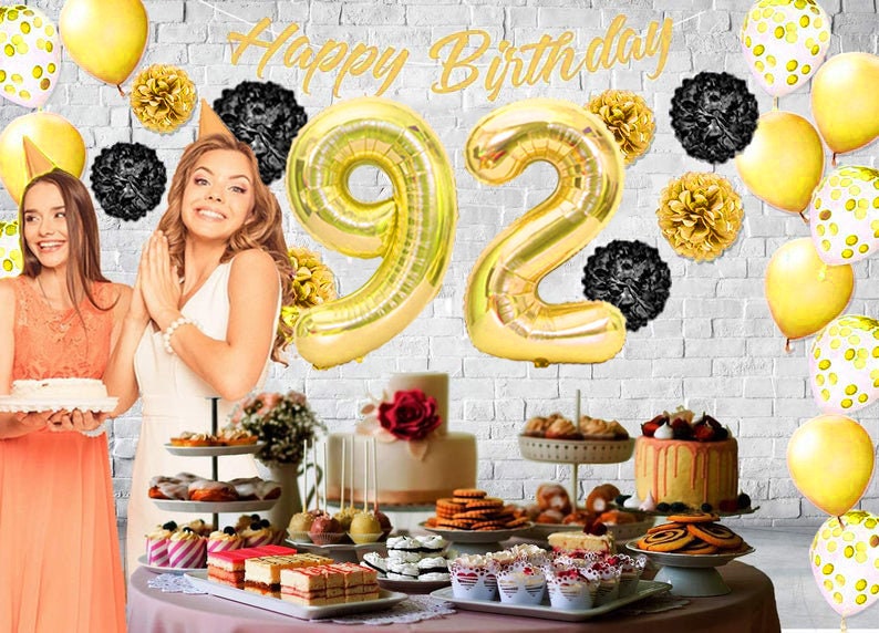 Gold & Black 92nd Birthday Decorations for Women 40 - Etsy