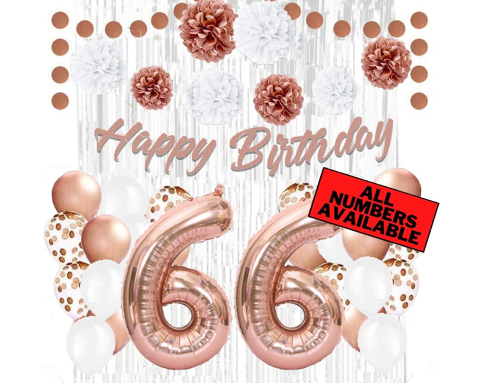 Gold & White 66th Birthday Decorations for Women 40 | Etsy