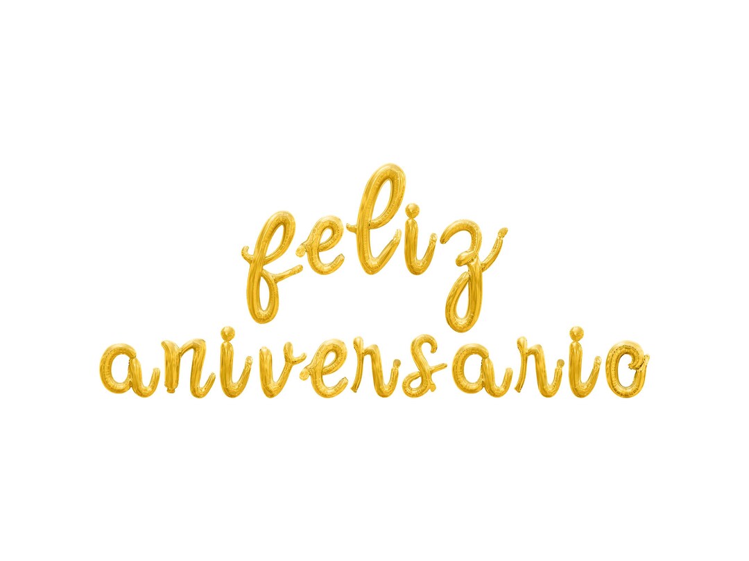 FELIZ ANIVERSARIO Cursive Letter Balloon Banner - Gold, Rose Gold ...