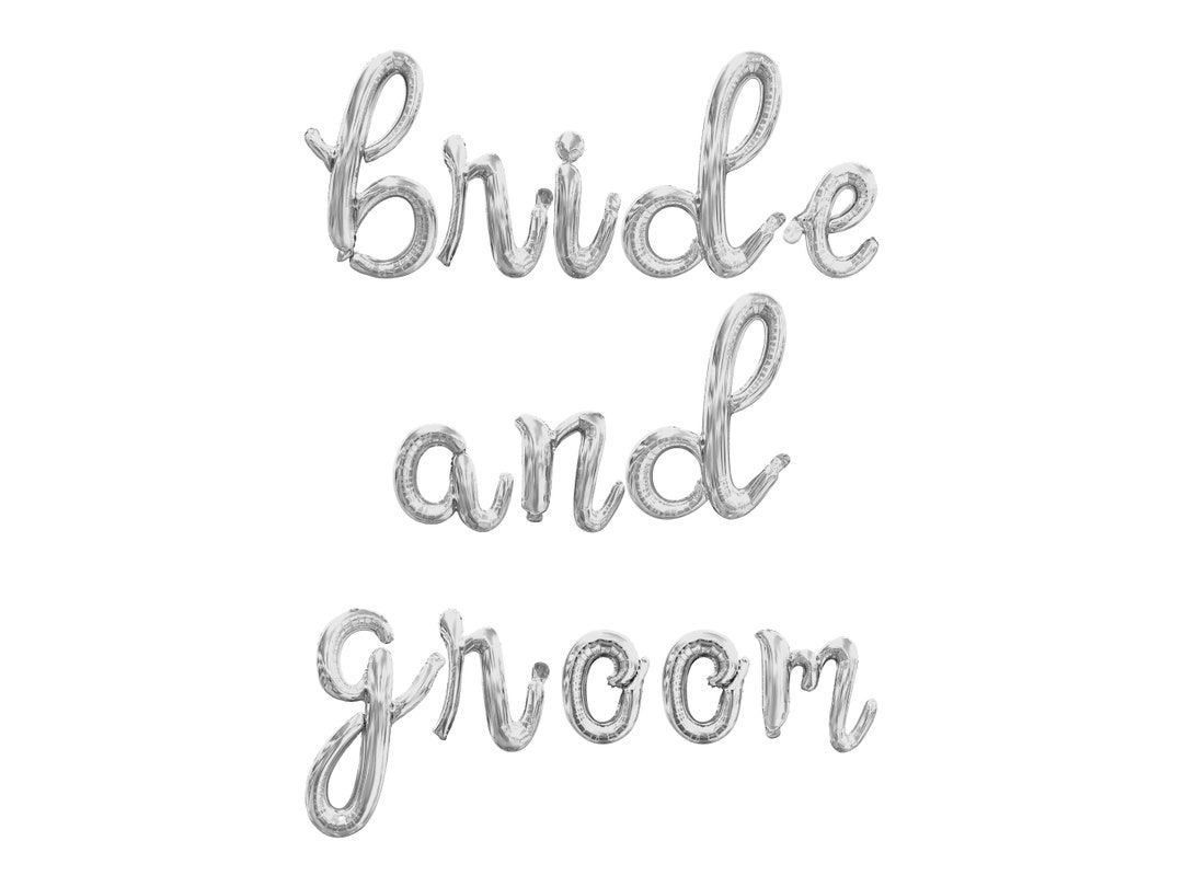 BRIDE AND GROOM Cursive Letter Balloon Banner - Gold, Rose Gold and ...