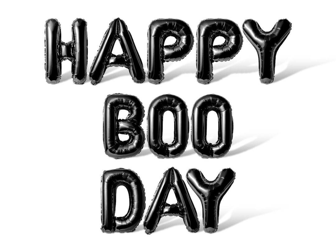 HAPPY BOO DAY Letter Balloon Banner - 10 Color Options - Halloween ...
