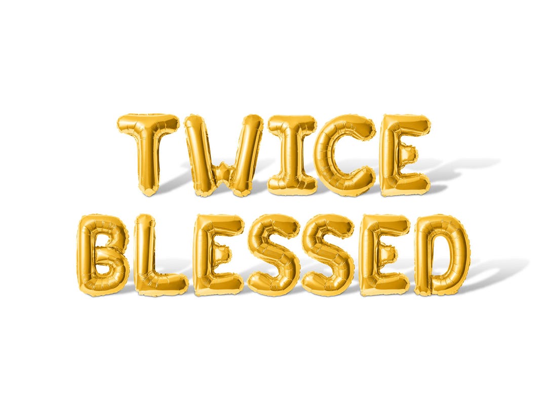TWICE BLESSED Letter Balloon Banner - 10 Color Options - Twin Baby ...