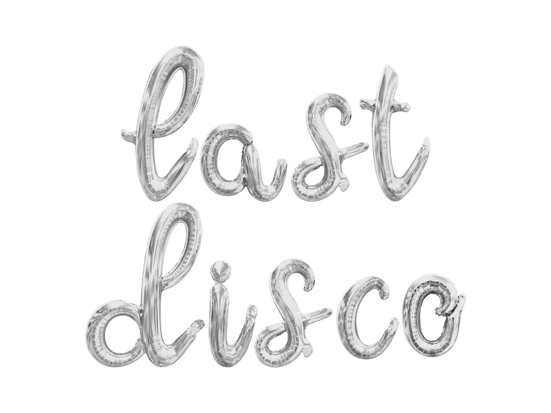LAST DISCO Cursive Letter Balloon Banner - Gold, Rose Gold & Silver ...