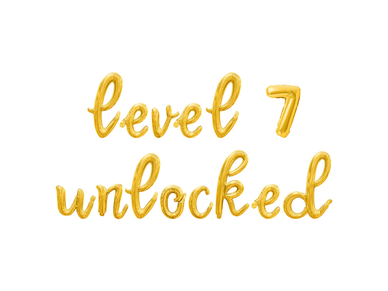 LEVEL 7 UNLOCKED Cursive Letter Balloon Banner - Gold, Rose Gold ...