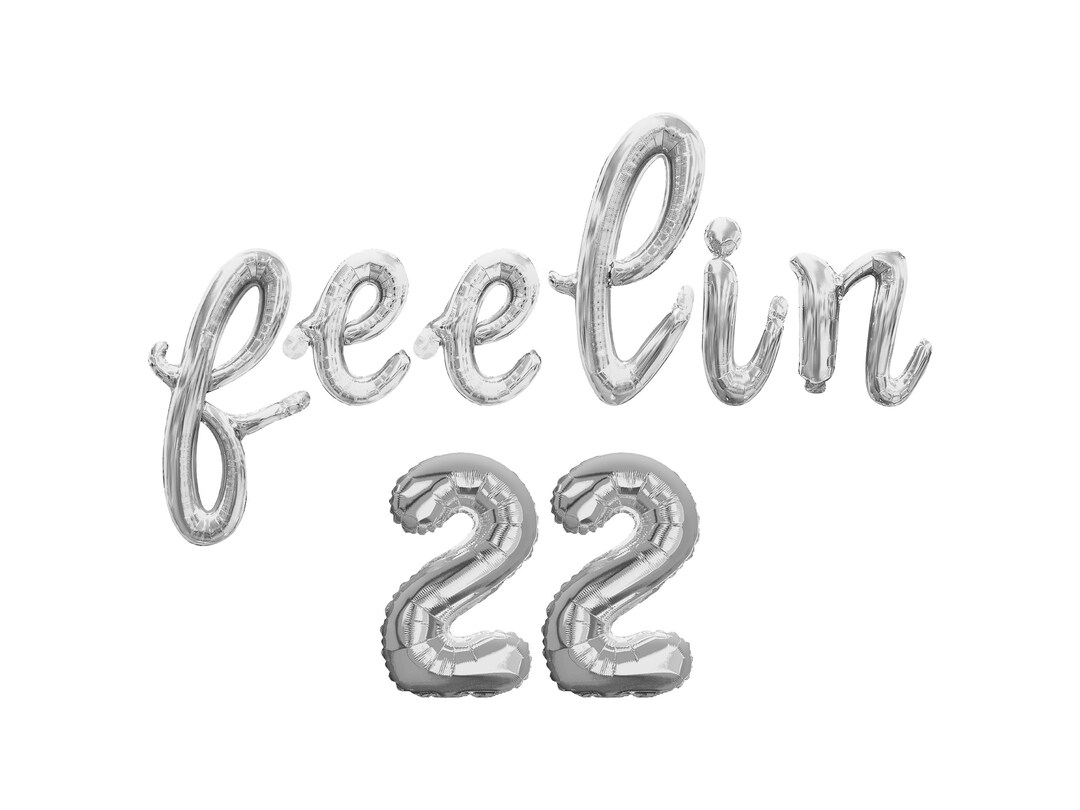 FEELIN 22 Cursive Letter and Number Balloon Banner - Gold, Rose Gold ...