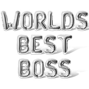 WORLDS BEST BOSS Letter Balloon Banner - 10 Color Options - Boss Day ...