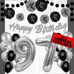 Gold & White 97th Birthday Decorations for Women - 40" Number Balloons ...