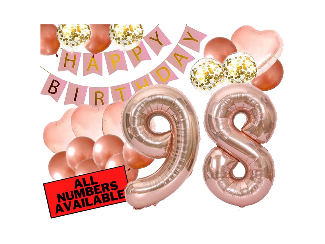 98th Birthday Decorations for Her - Pink and Rose Gold - 98th Birthday ...
