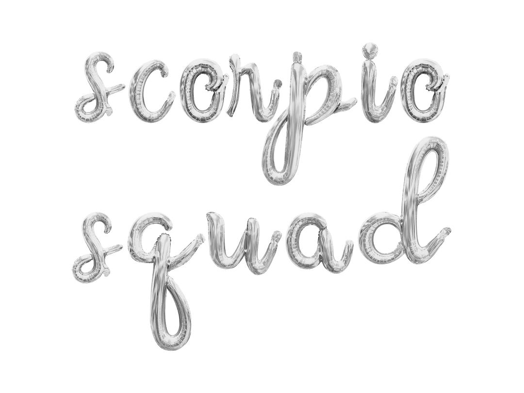 SCORPIO SQUAD Cursive Script Letter Balloon Banner - Gold, Rose Gold ...