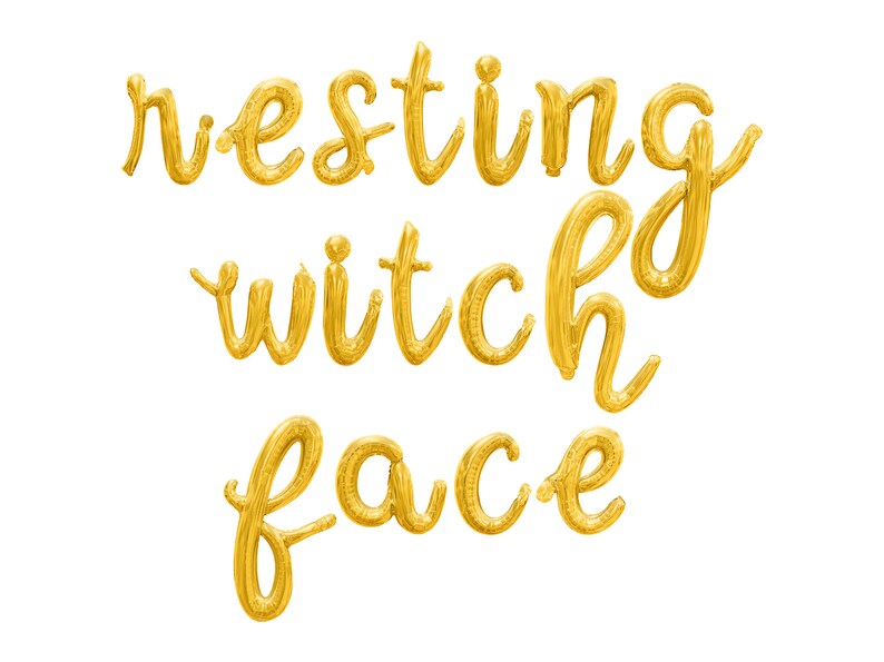RESTING WITCH FACE Cursive Letter Balloon Banner - Gold, Rose Gold ...