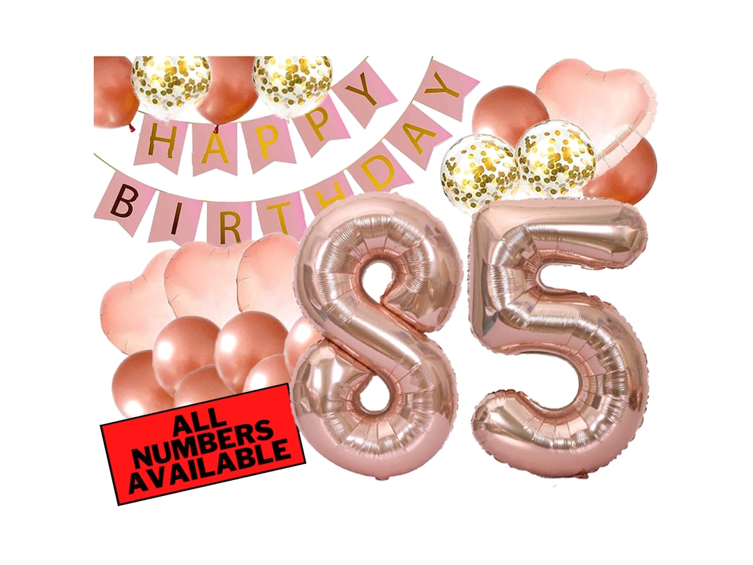 85th Birthday Decorations for Her - Pink and Rose Gold - 85th Birthday ...