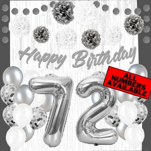 Gold & Black 72nd Birthday Decorations for Women - 40" Number Balloons ...