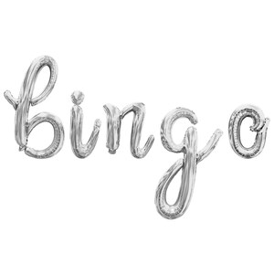 BINGO Cursive Letter Balloon Banner - Gold, Rose Gold & Silver - Number ...