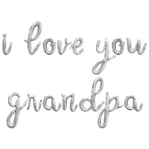 I LOVE YOU GRANDPA Cursive Letter Balloon Banner - Gold, Rose Gold ...