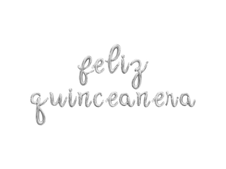 FELIZ QUINCEANERA Cursive Letter Balloon Banner - Gold, Rose Gold ...