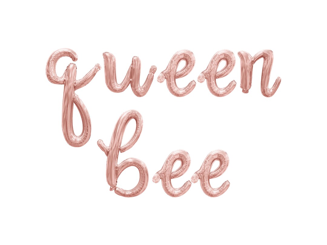 QUEEN BEE Letter Cursive Letter Balloon Banner - Gold, Rose Gold ...