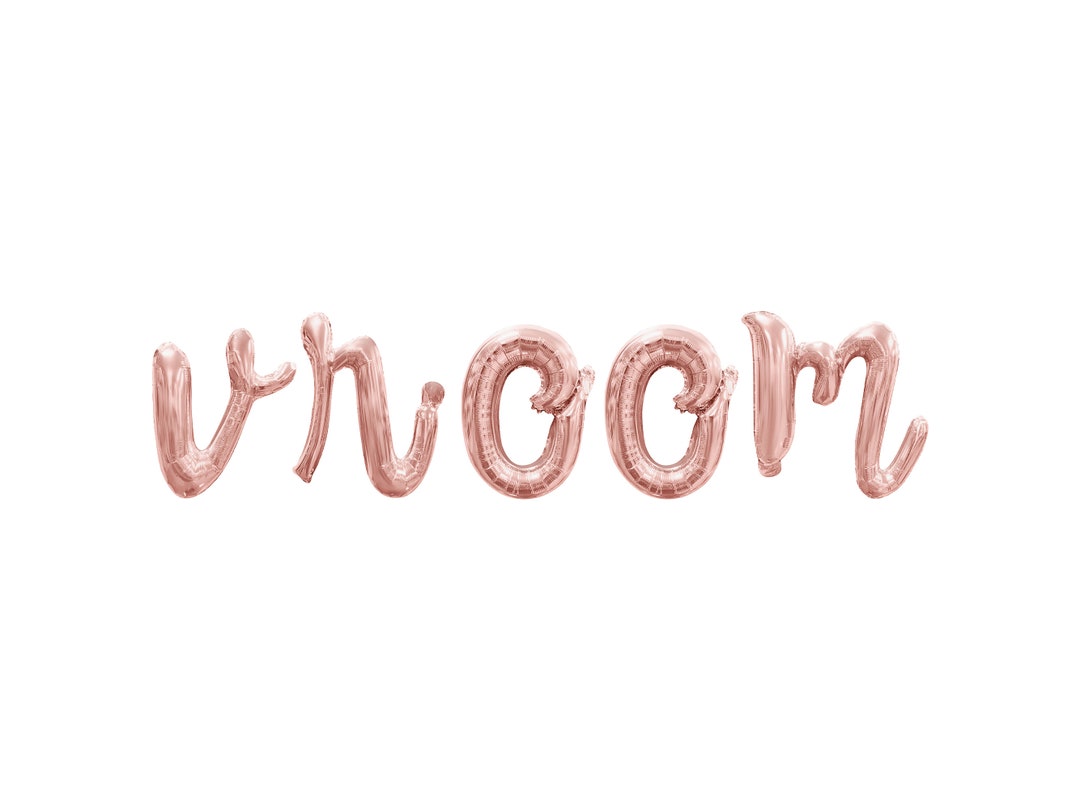 VROOM Cursive Script Letter Balloon Banner - Gold, Rose Gold & Silver ...