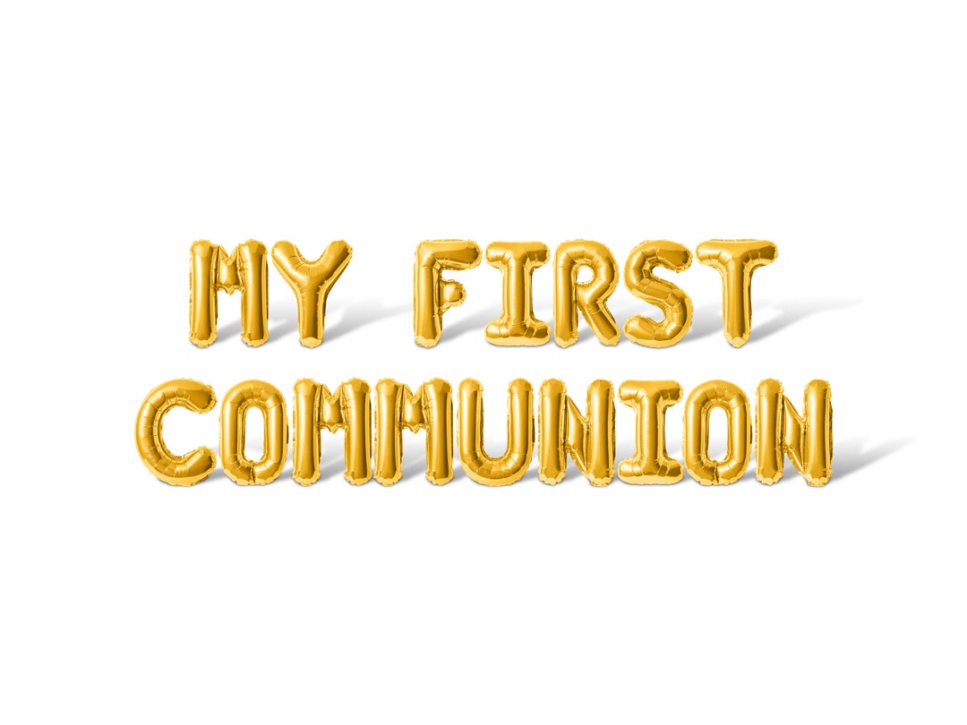 MY FIRST COMMUNION Letter Balloon Banner - 10 Color Options - First ...