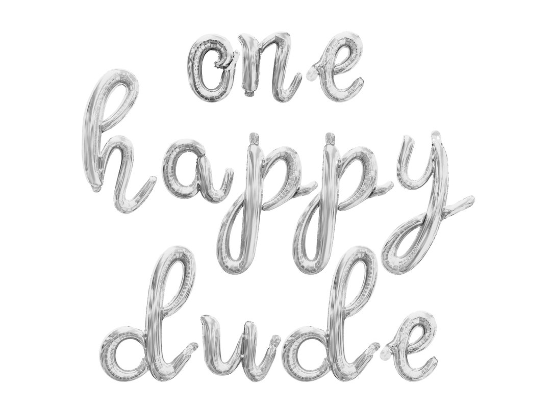 ONE HAPPY DUDE Cursive Script Letter Balloon Banner - Gold, Rose Gold ...