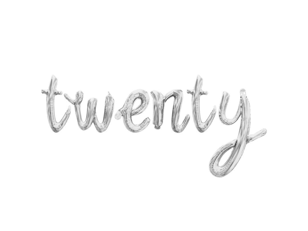 TWENTY Cursive Letter and Number Balloon Banner - Gold, Rose Gold ...