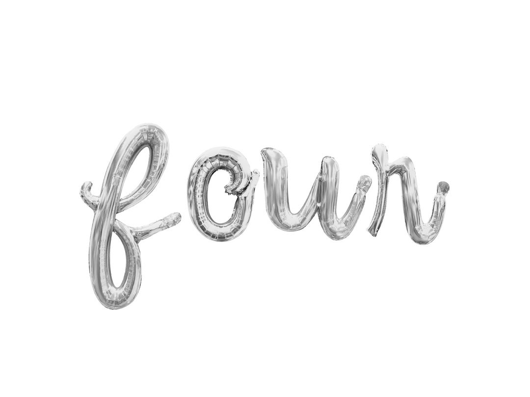 FOUR Cursive Script Letter Balloon Banner - Gold, Rose Gold & Silver ...