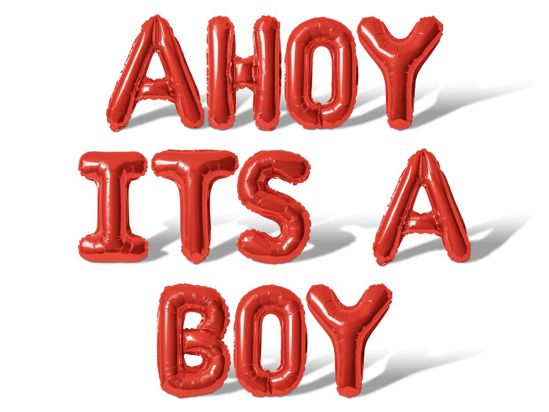 Ahoy Its A Boy Letter Balloon Banner - 10 Color Options - Baby Shower ...