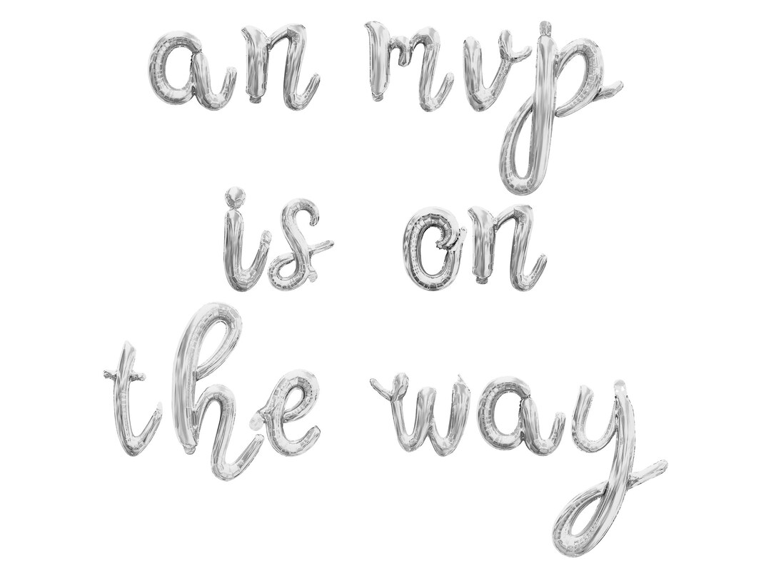 An MVP is on the Way Cursive Letter Balloon Banner - Gold, Rose Gold ...