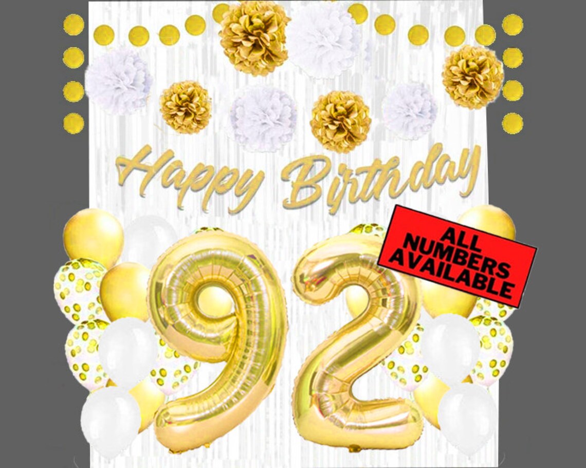 Gold & Black 92nd Birthday Decorations for Women 40 | Etsy