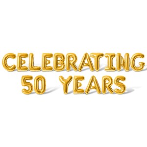 CELEBRATING 50 YEARS Letter Balloon Banner - 10 Color Options - 50th ...
