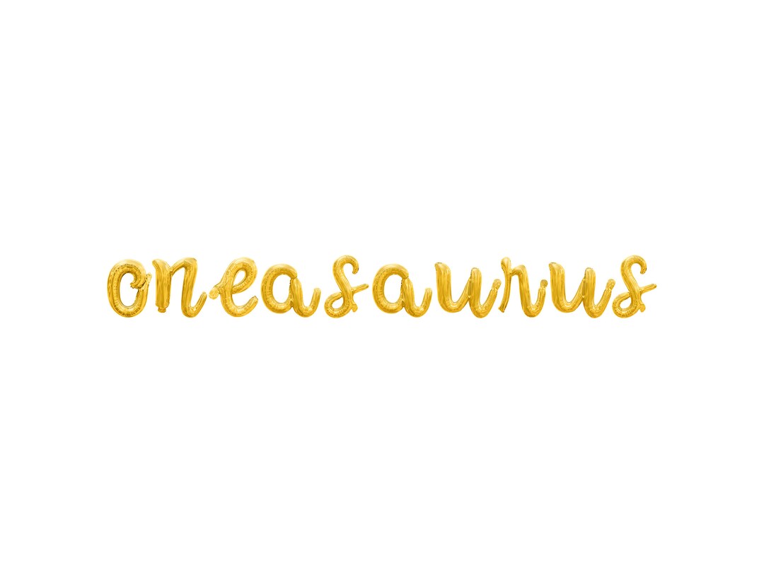 ONEASAURUS Cursive Letter Balloon Banner - Gold, Rose Gold & Silver ...