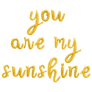 You Are My Sunshine Cursive Letter Balloon Banner - Gold, Rose Gold ...