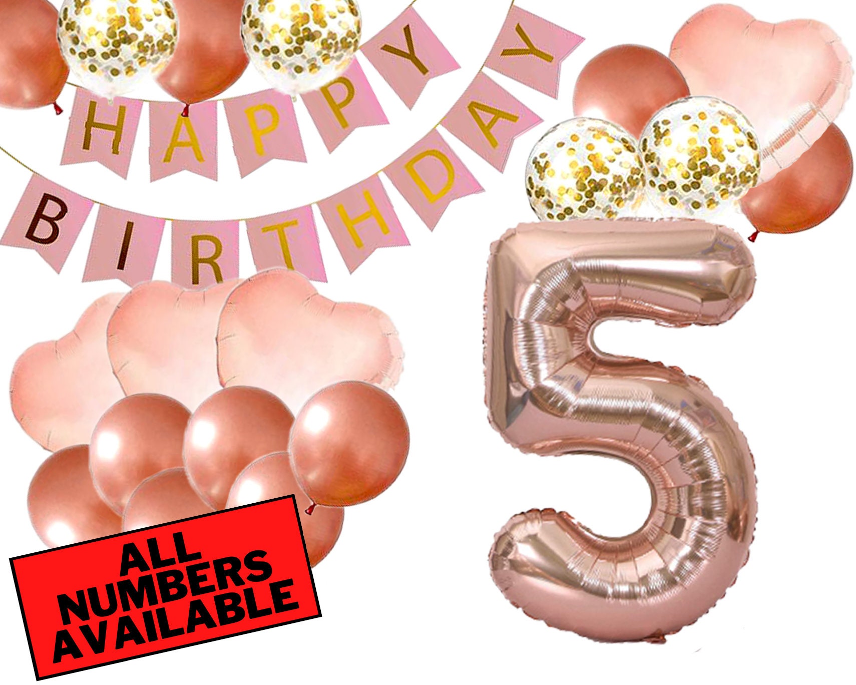 5th Birthday Decorations for Her Pink and Rose Gold 5th - Etsy