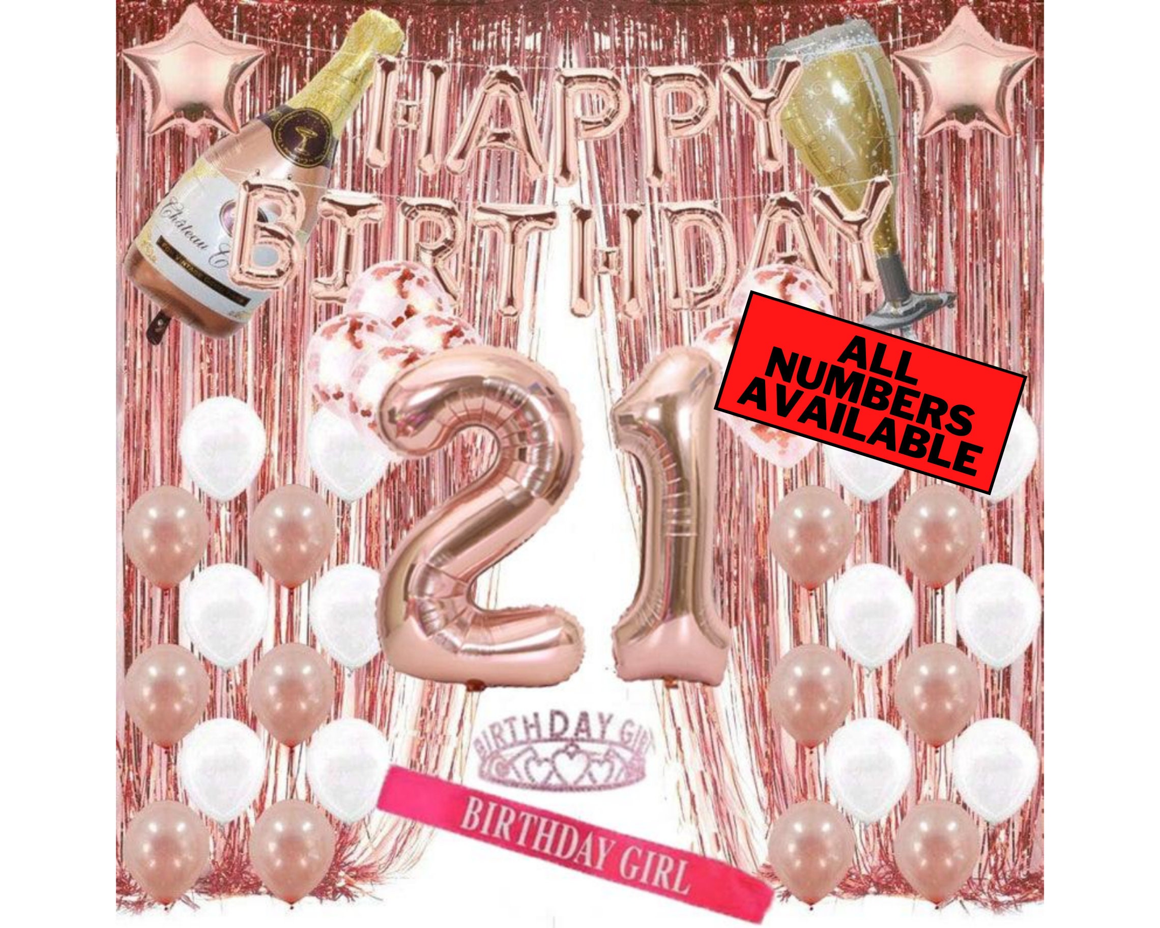 21st Birthday Rose Gold Decorations Incl. 40 Number - Etsy