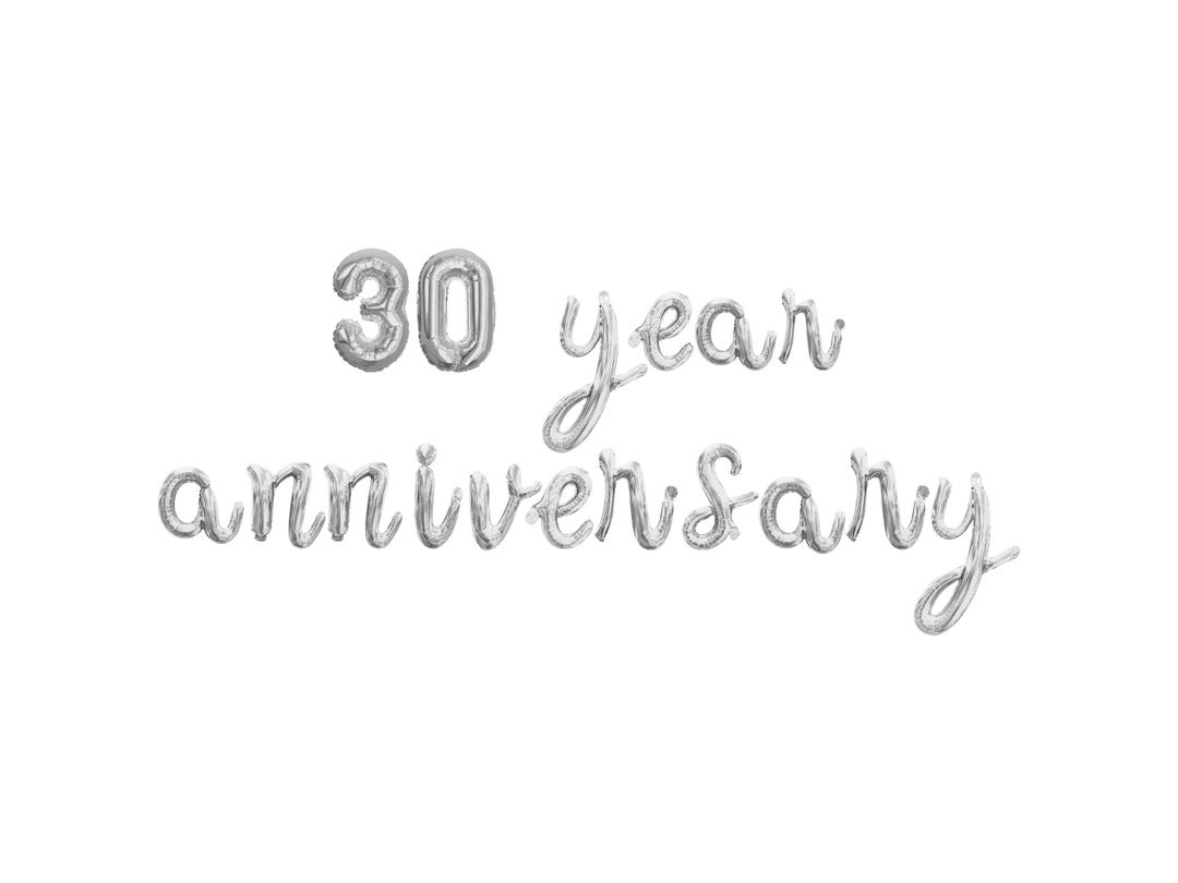 30 YEAR ANNIVERSARY Cursive Script Letter Balloon Banner - Gold, Rose ...